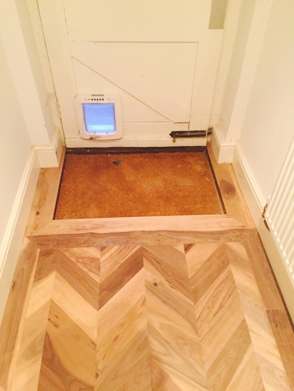 Walnut Chevron Flooring in a home | Case Study