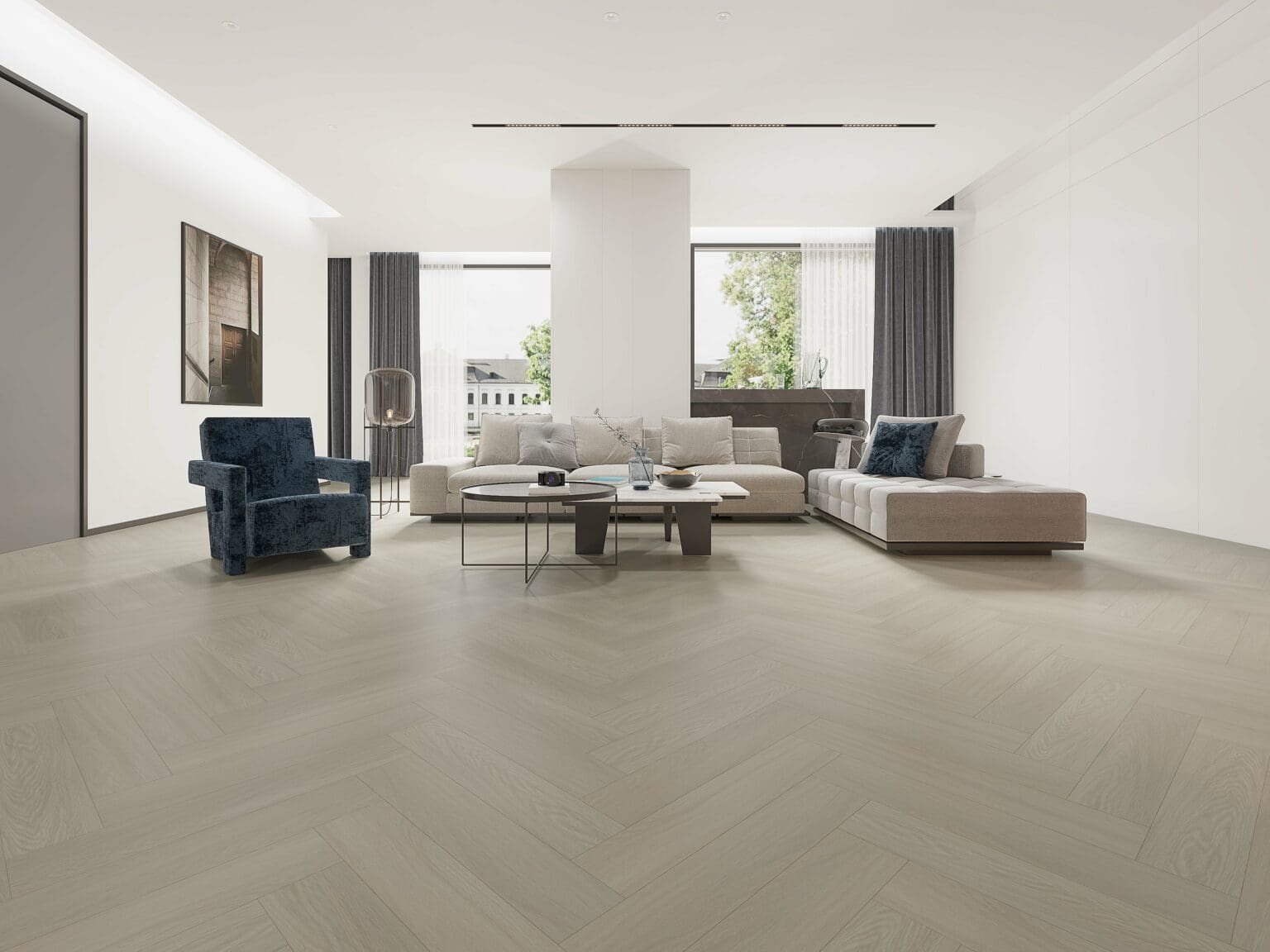Product | Alabaster White Oak Impervia Herringbone Parquet