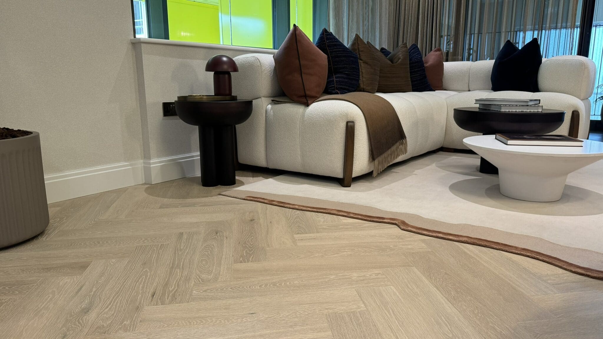 Product | Light Brushed And Light Fumed Limed Oak Herringbone Parquet